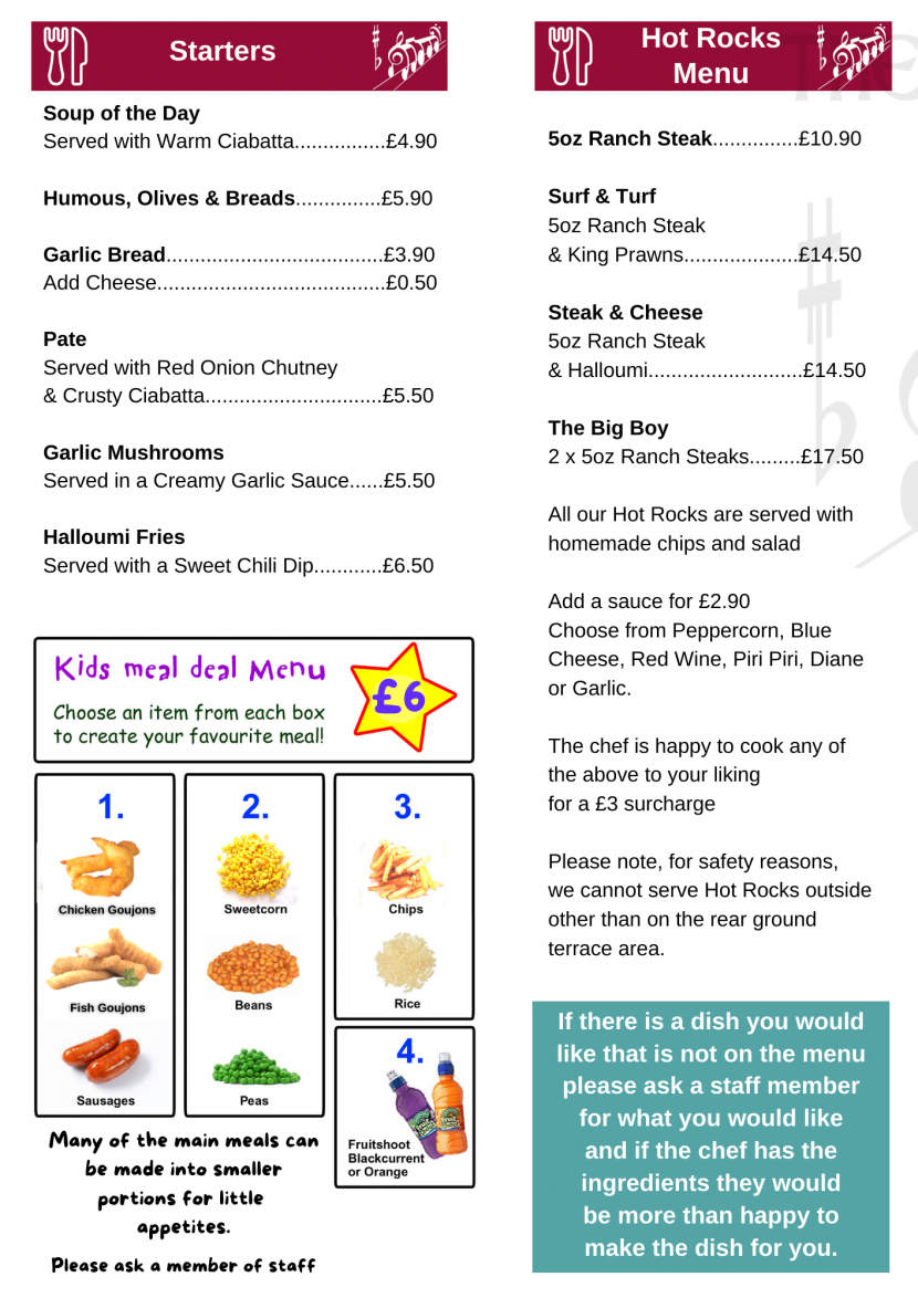 Our Menus – Junction Pub Rainford