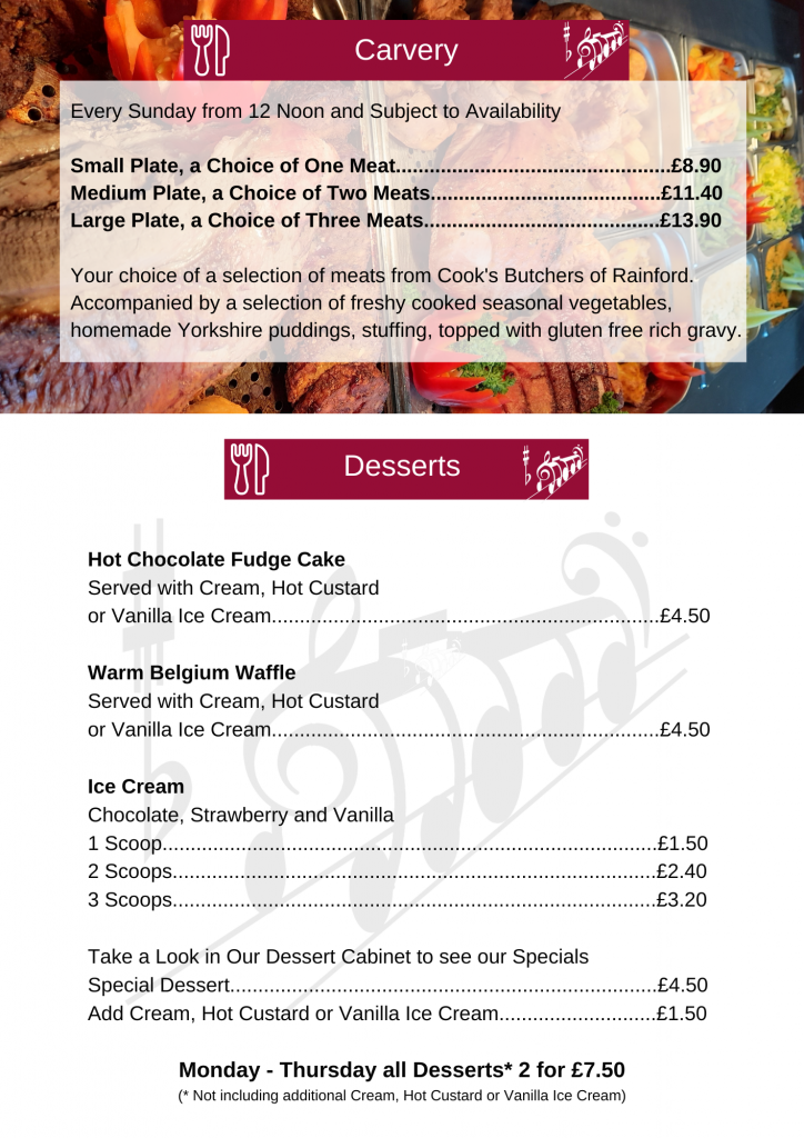 Our Menus – Junction Pub Rainford