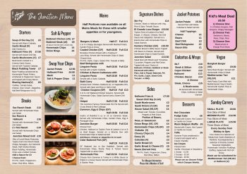 Our Menus – Junction Pub Rainford